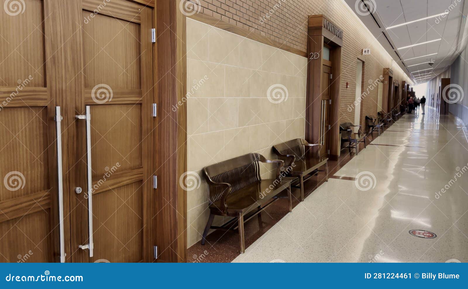 County Courthouse Interior Hallway and Seating Benches Stock Image ...