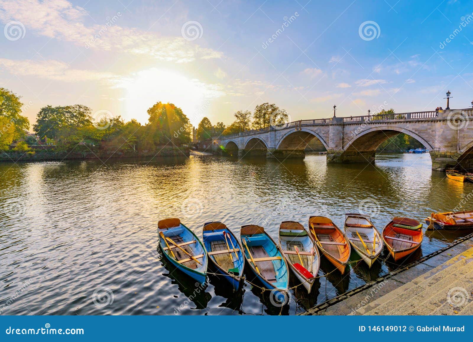 Richmond River Thames Boats and Bridge Editorial Photography - Image of ...