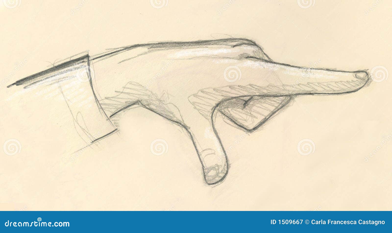 Richtend hand - schets stock illustratie. Illustration of wijzen - 1509667