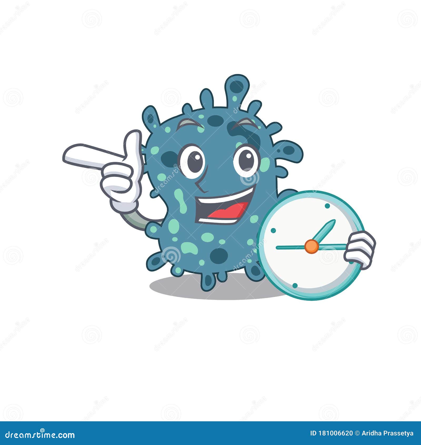 Rickettsia Mascot Design Concept Smiling With Clock Vector Illustration ...
