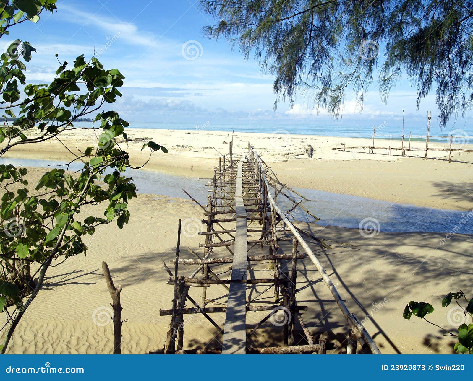 Rickety bridge across bay stock photo. Image of rickety - 23929878