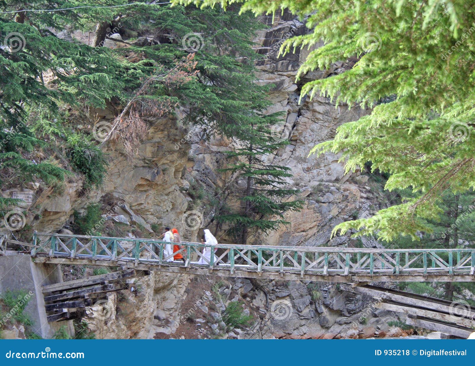 Rickety Mountain Bridge Over Deep Gorge Stock Photo - Image of deep ...