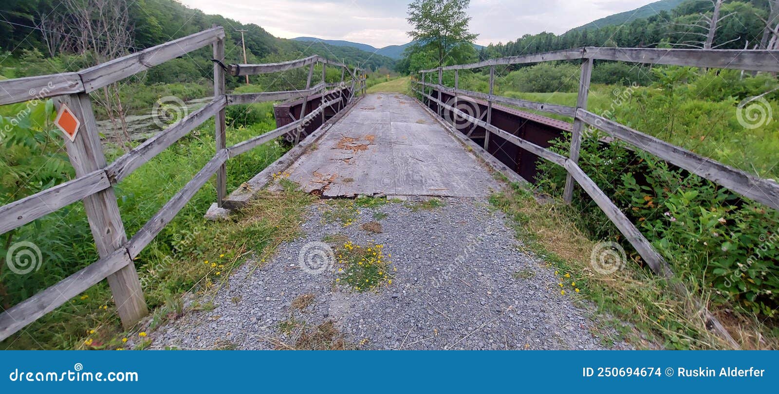 Rickety old bridge stock photo. Image of walkway, track - 250694674