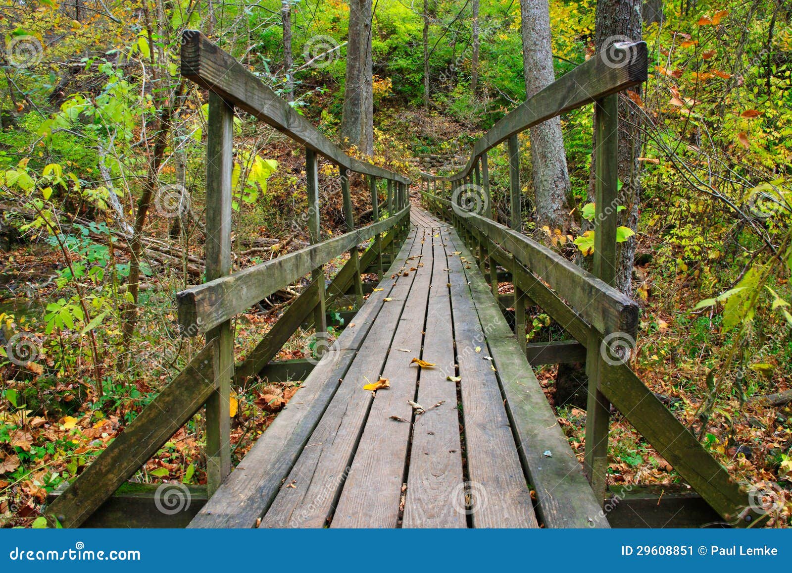 Rickety Wooden Foot Bridge stock image. Image of autumn - 29608851