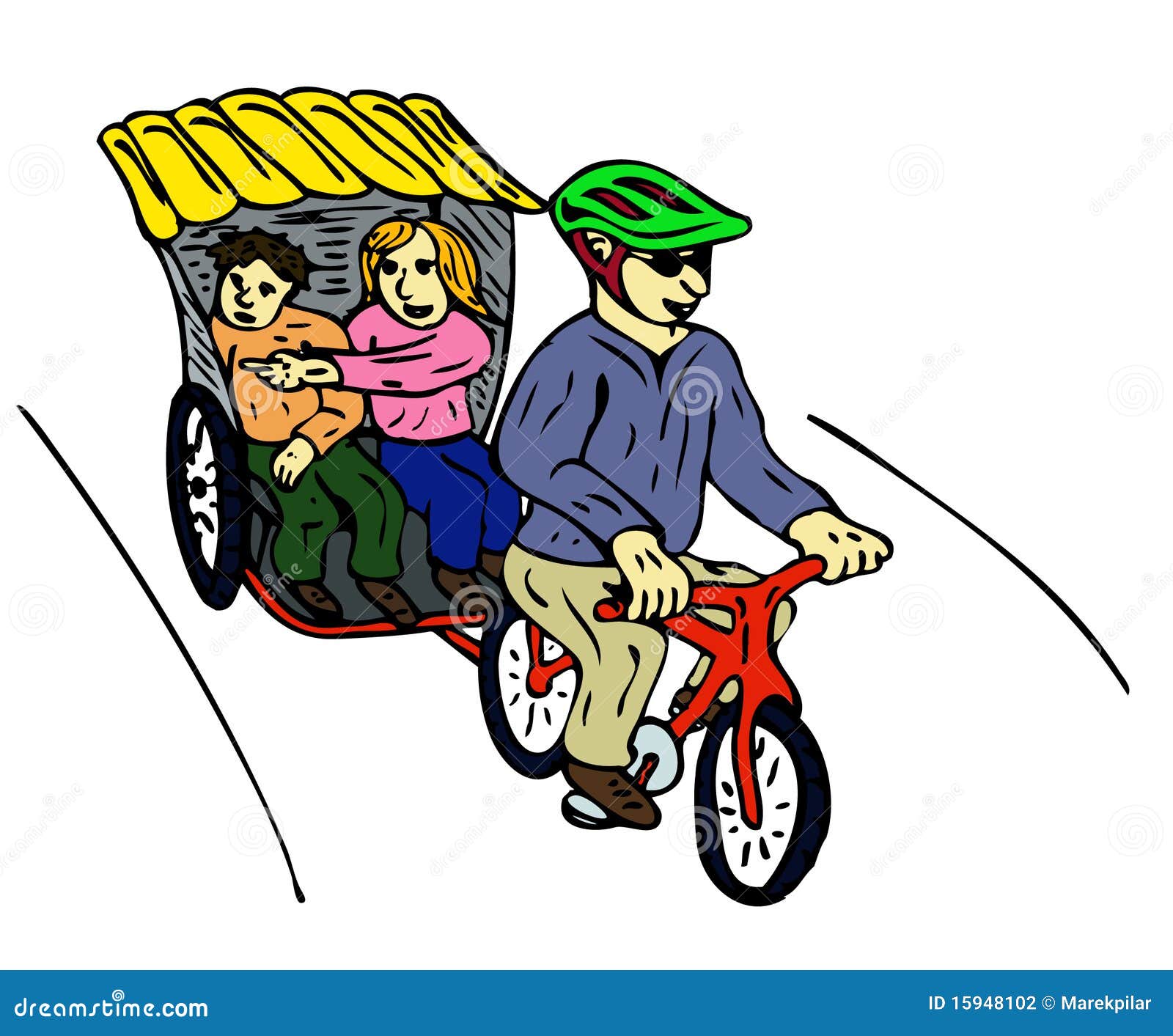 Rickshaw stock illustration. Illustration of driver, helmet - 15948102
