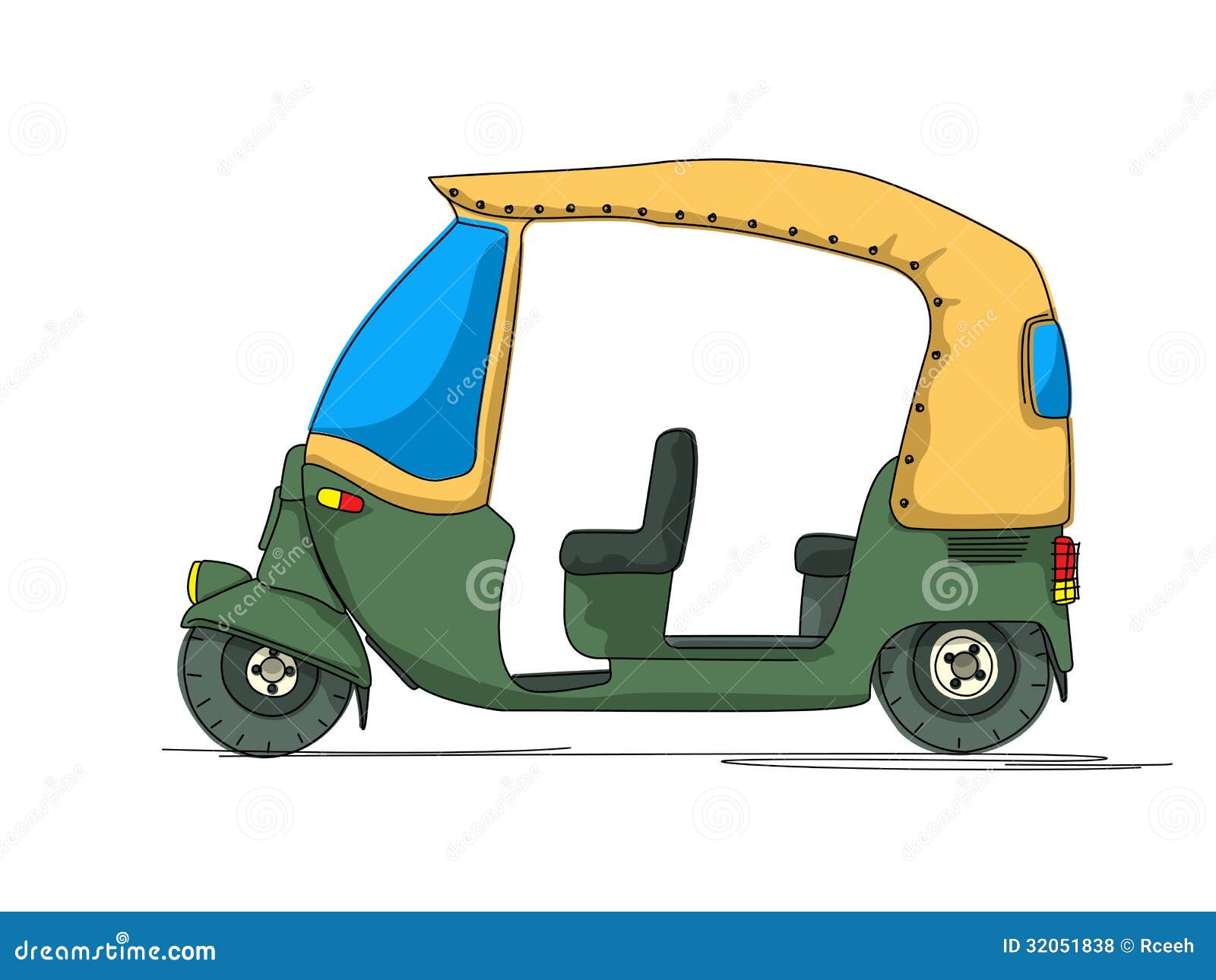Rickshaw cartoon stock vector. Illustration of india - 32051838