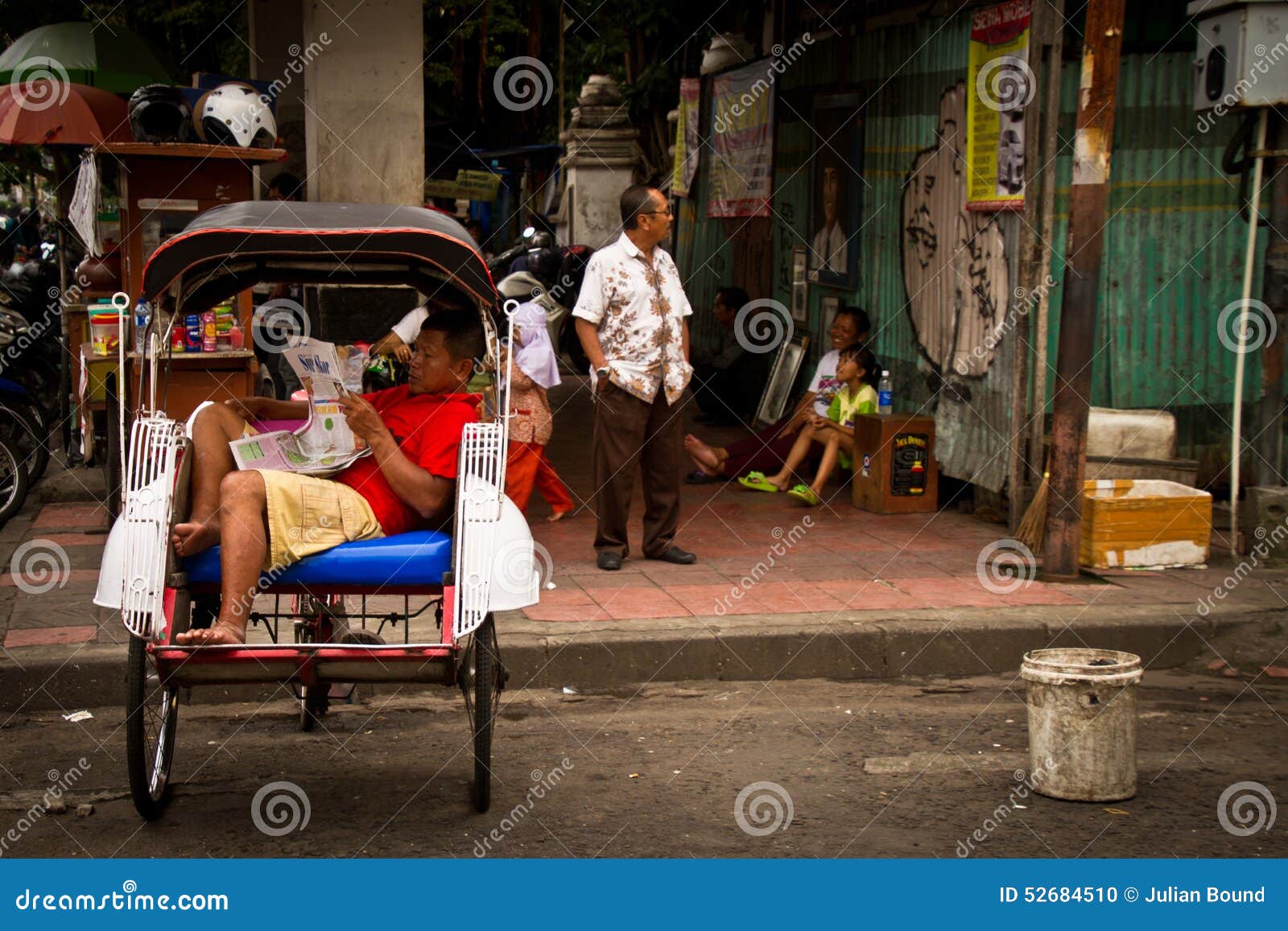 A Rickshaw Driver of Yogyakarta, Indonesia Editorial Image - Image of ...