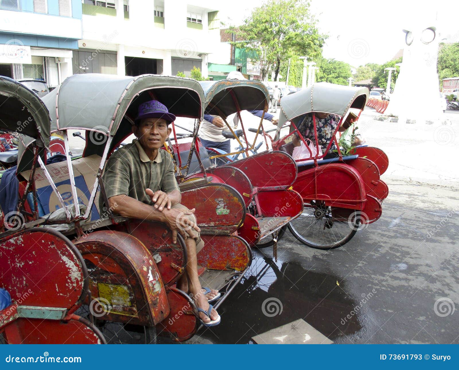 Rickshaw editorial stock photo. Image of market, indonesia - 73691793
