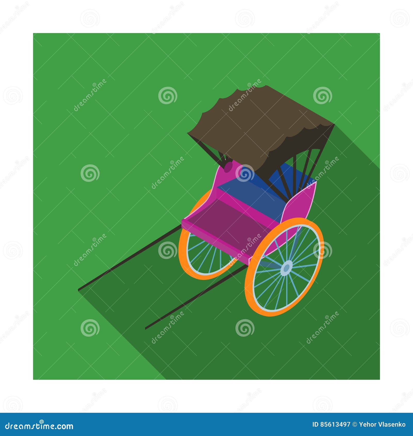 Rickshaw Icon in Flat Style Isolated on White Background ...