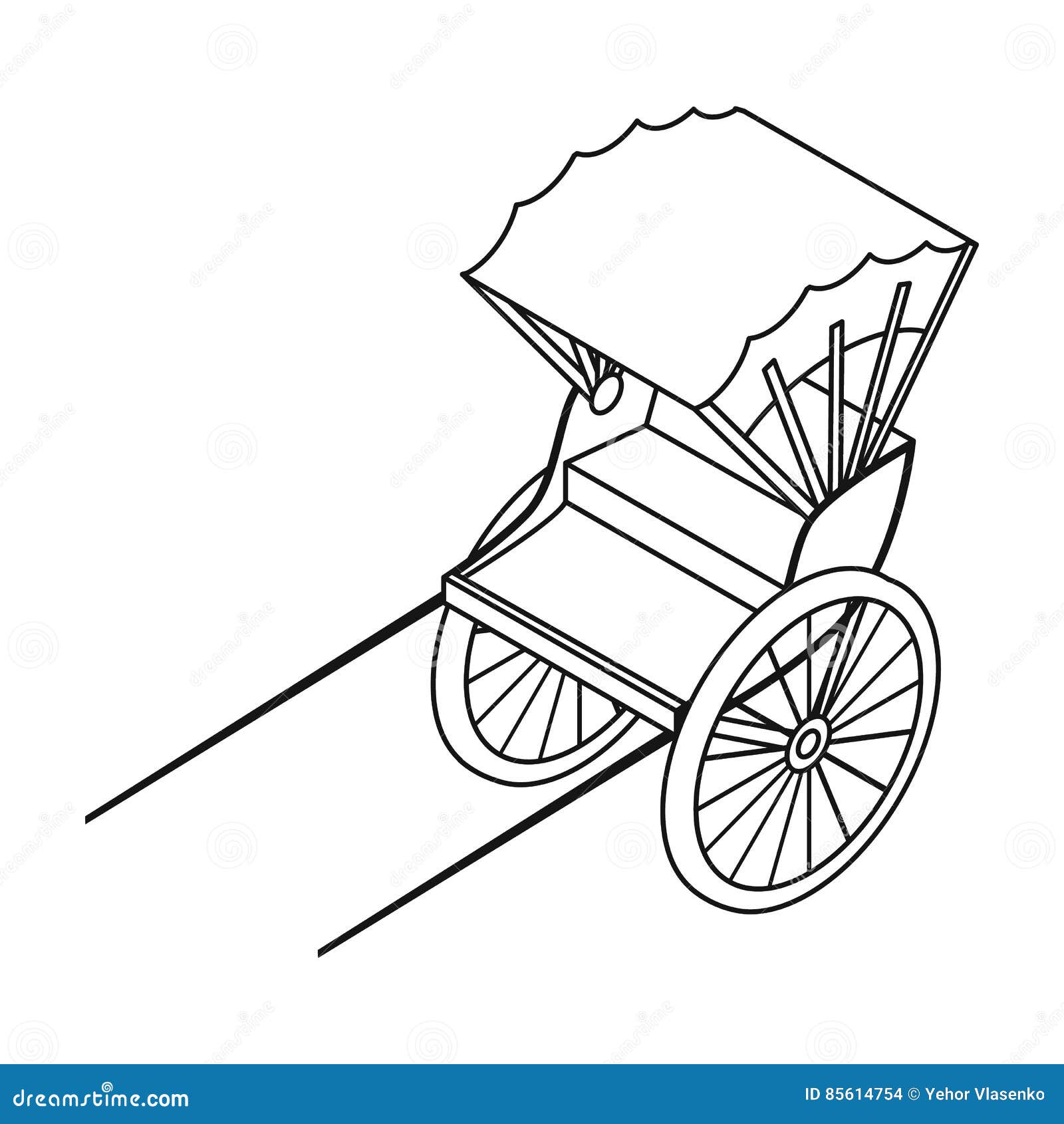 Rickshaw Icon in Outline Style Isolated on White Background ...