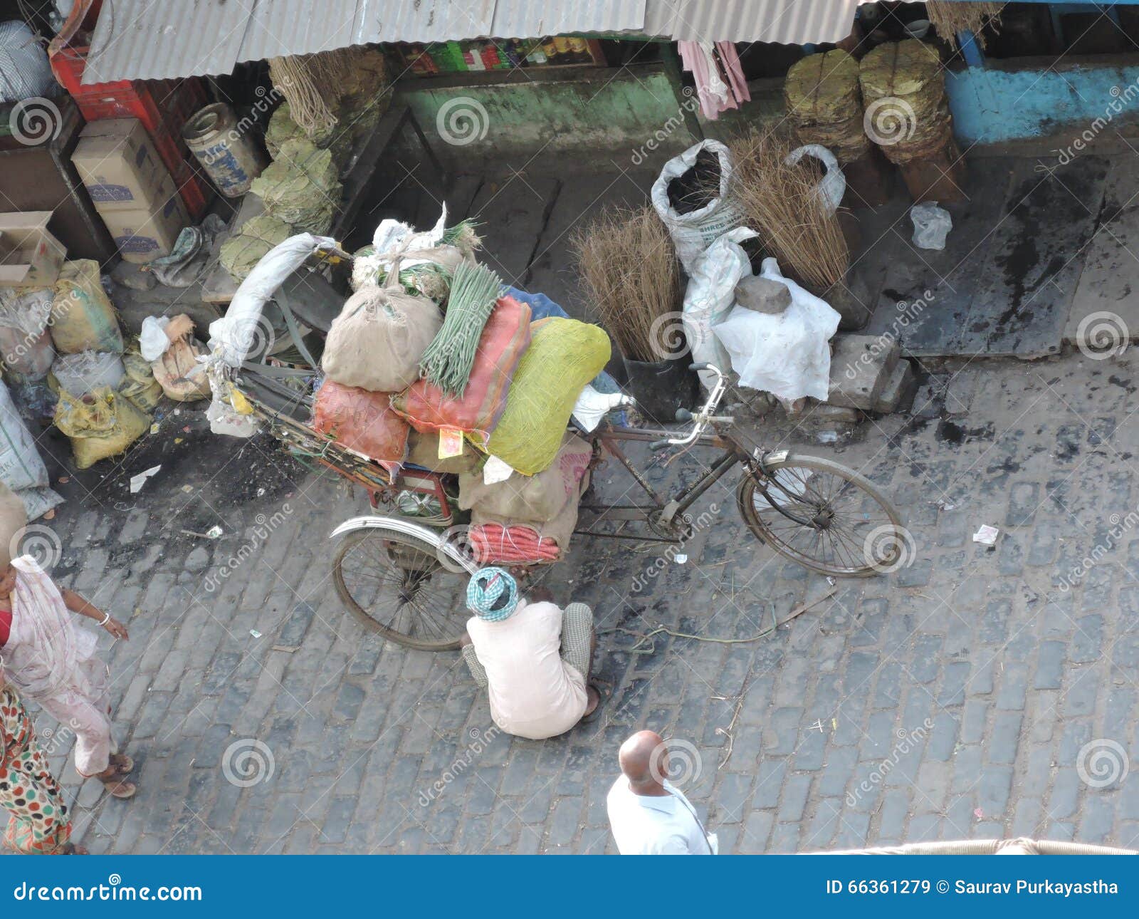 A Rickshaw Loaded with Goods Editorial Stock Image - Image of filled ...