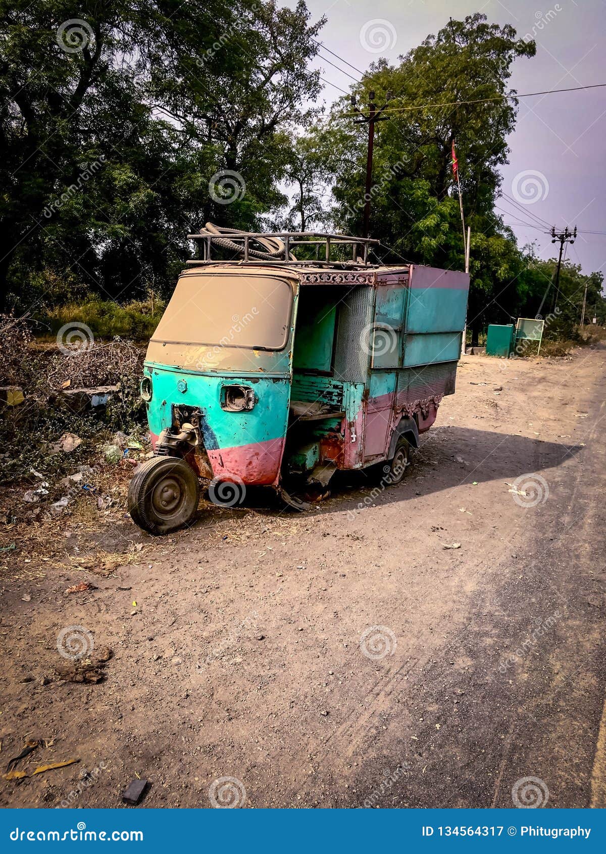 Rickshaw on road stock image. Image of industries, bajaj - 134564317