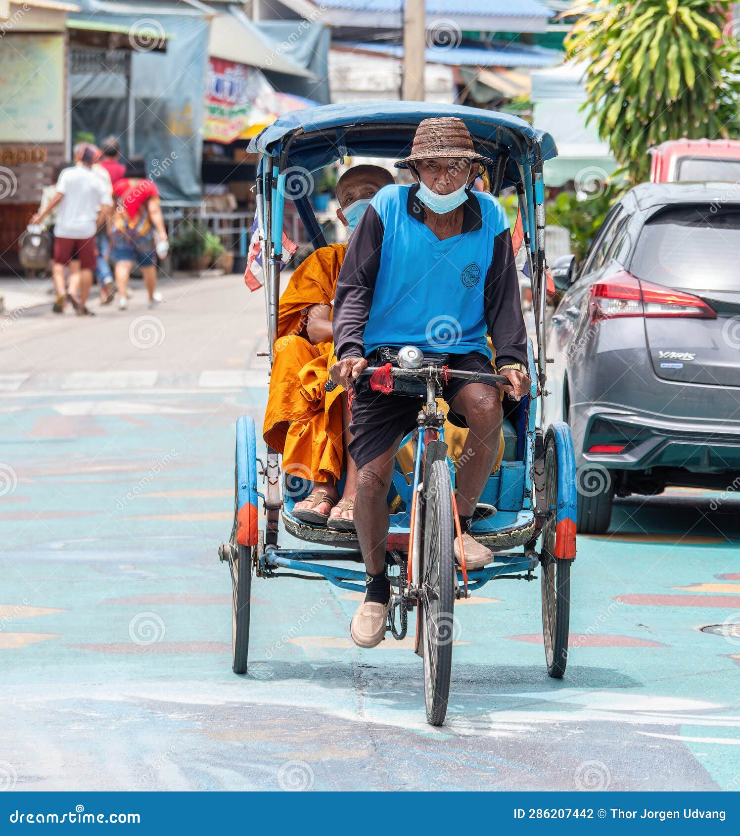 Rickshaw in Tha Chalom, Thailand Editorial Photography - Image of ...