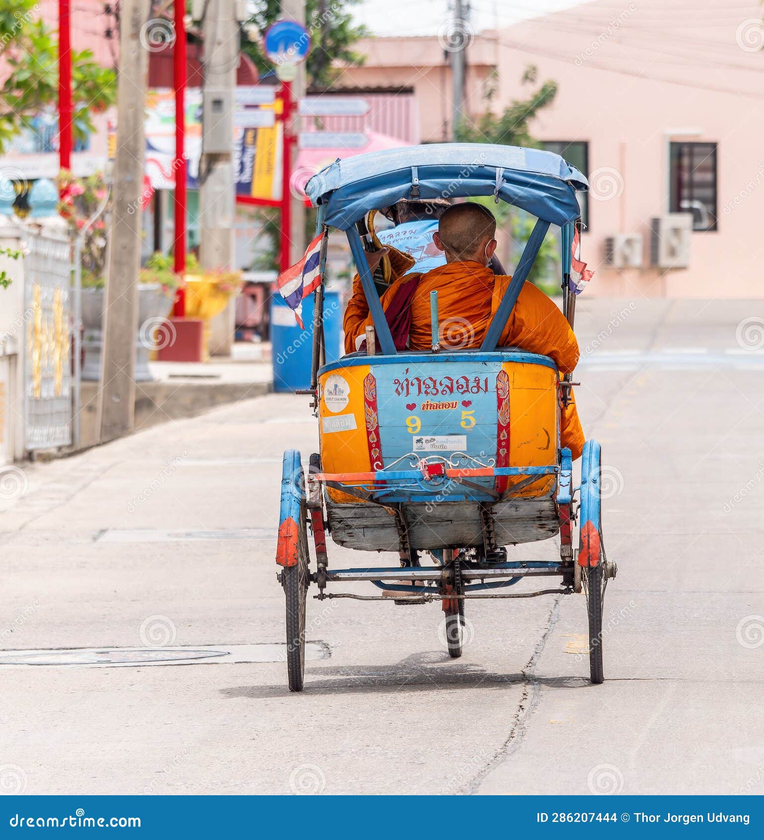 Rickshaw in Tha Chalom, Thailand Editorial Stock Image - Image of siam ...