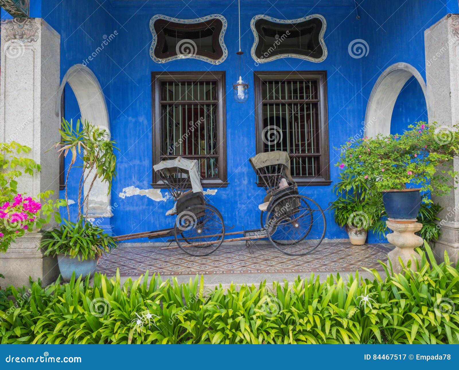 Rickshaws at Blue Mansion stock image. Image of antique - 84467517