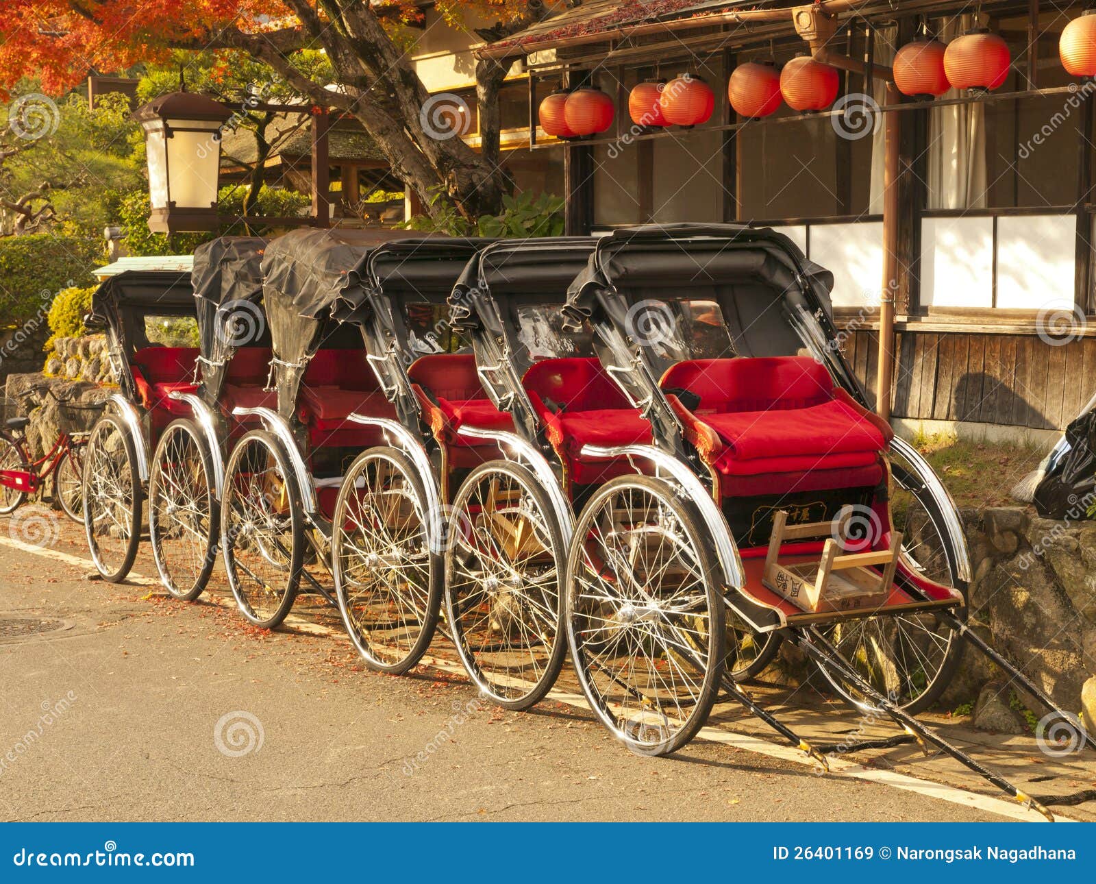 Rickshaws in Japan stock image. Image of vintage, manual - 26401169