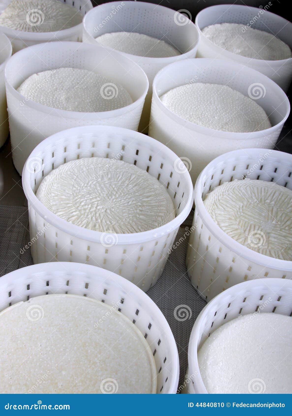 Ricotta Cheese Baskets Just Produced in Dairy Stock Photo - Image of ...