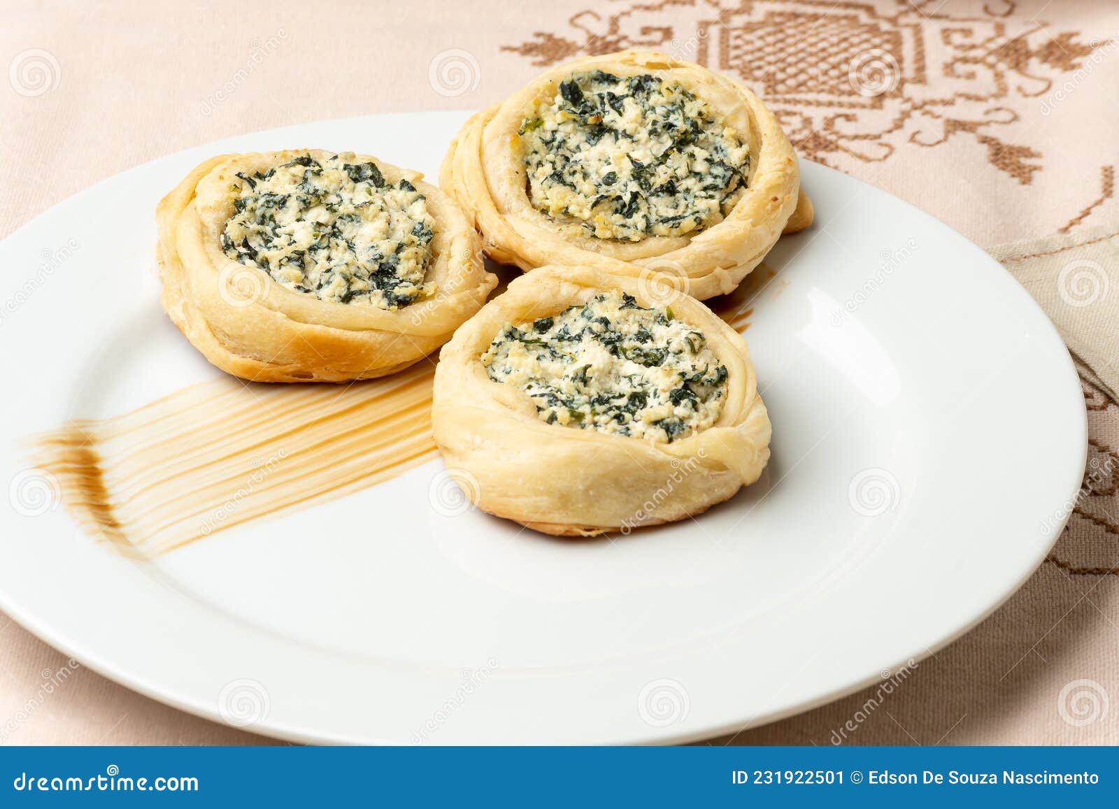 Ricotta Cheese Puff Pastry Sfiha with Spinach Stock Image - Image of ...
