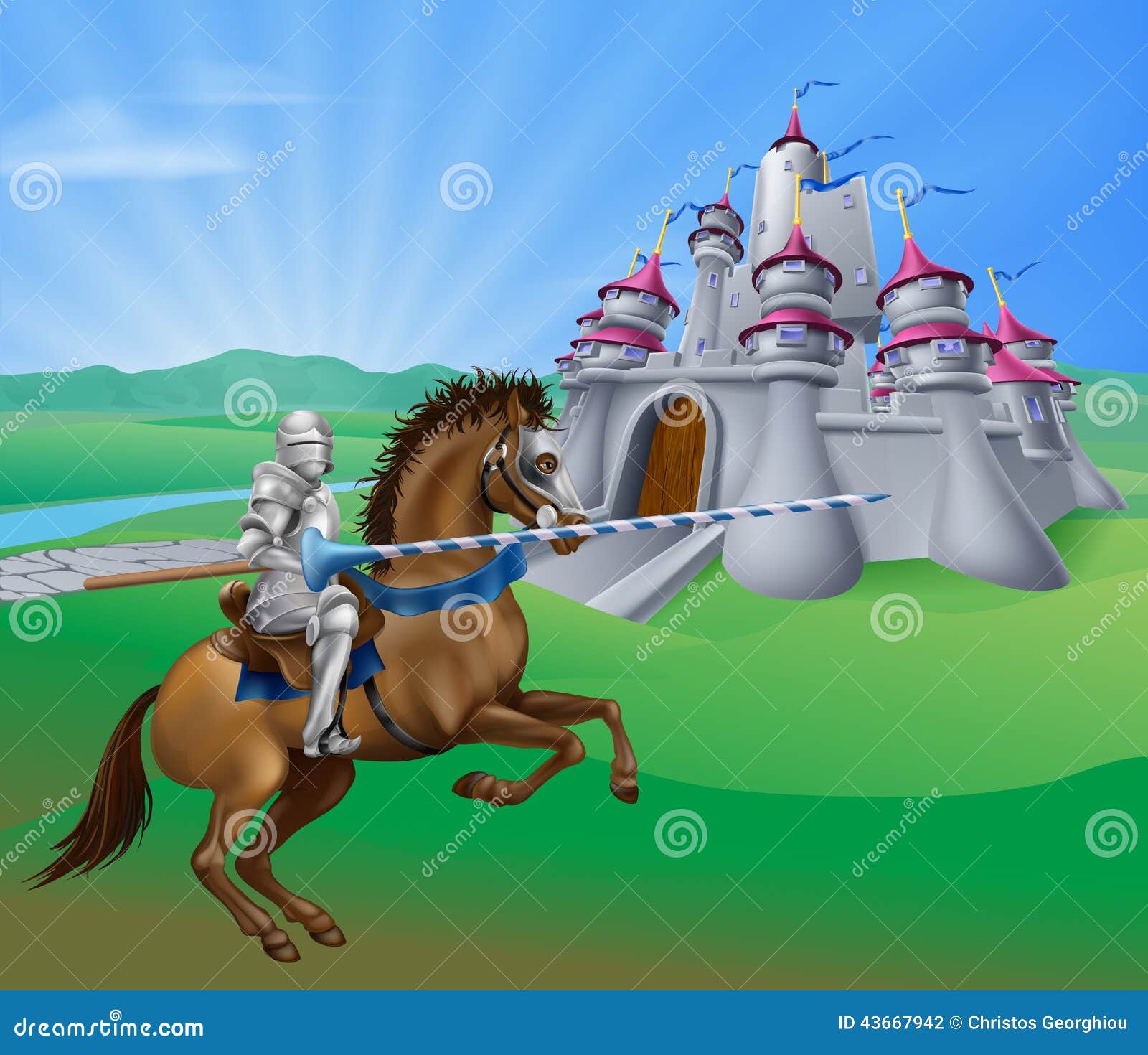 Riddare och slott vektor illustrationer. Illustration av heraldik ...