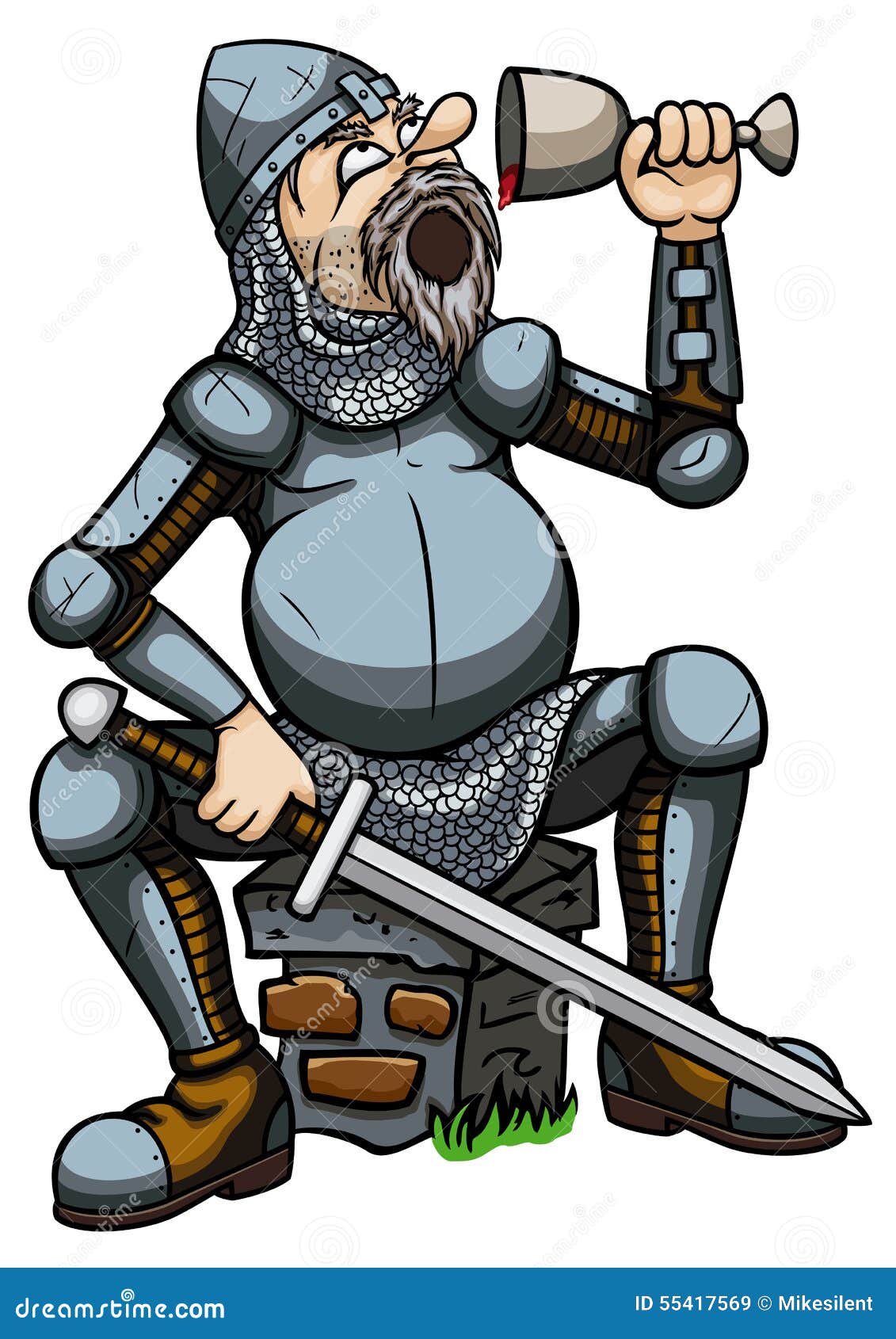 Ridder Het Drinken Van Een Drinkbeker Stock Illustratie - Illustration ...