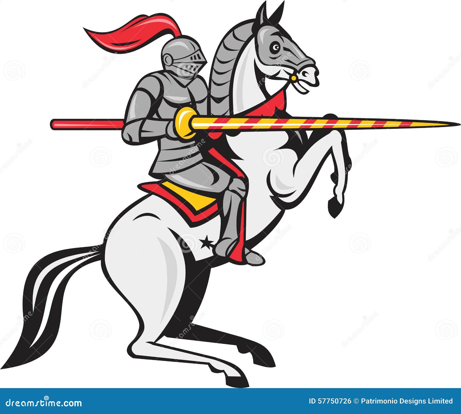 Ridder Lance Steed Prancing Cartoon Vector Illustratie - Illustration ...