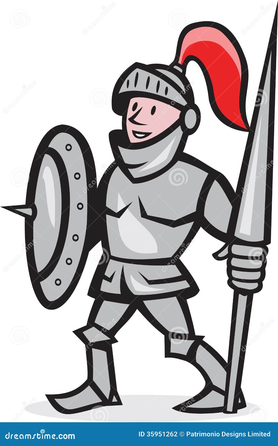 Ridder Shield Holding Lance Cartoon Vector Illustratie - Illustration ...