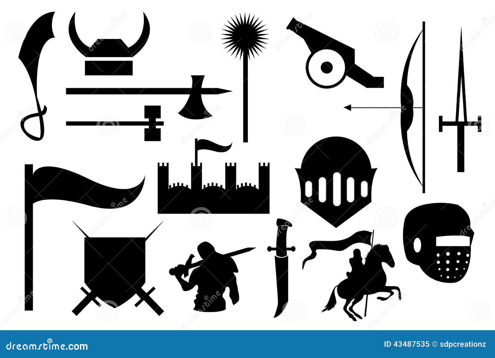 Ridder War Icons Set vector illustratie. Illustration of reeks - 43487535