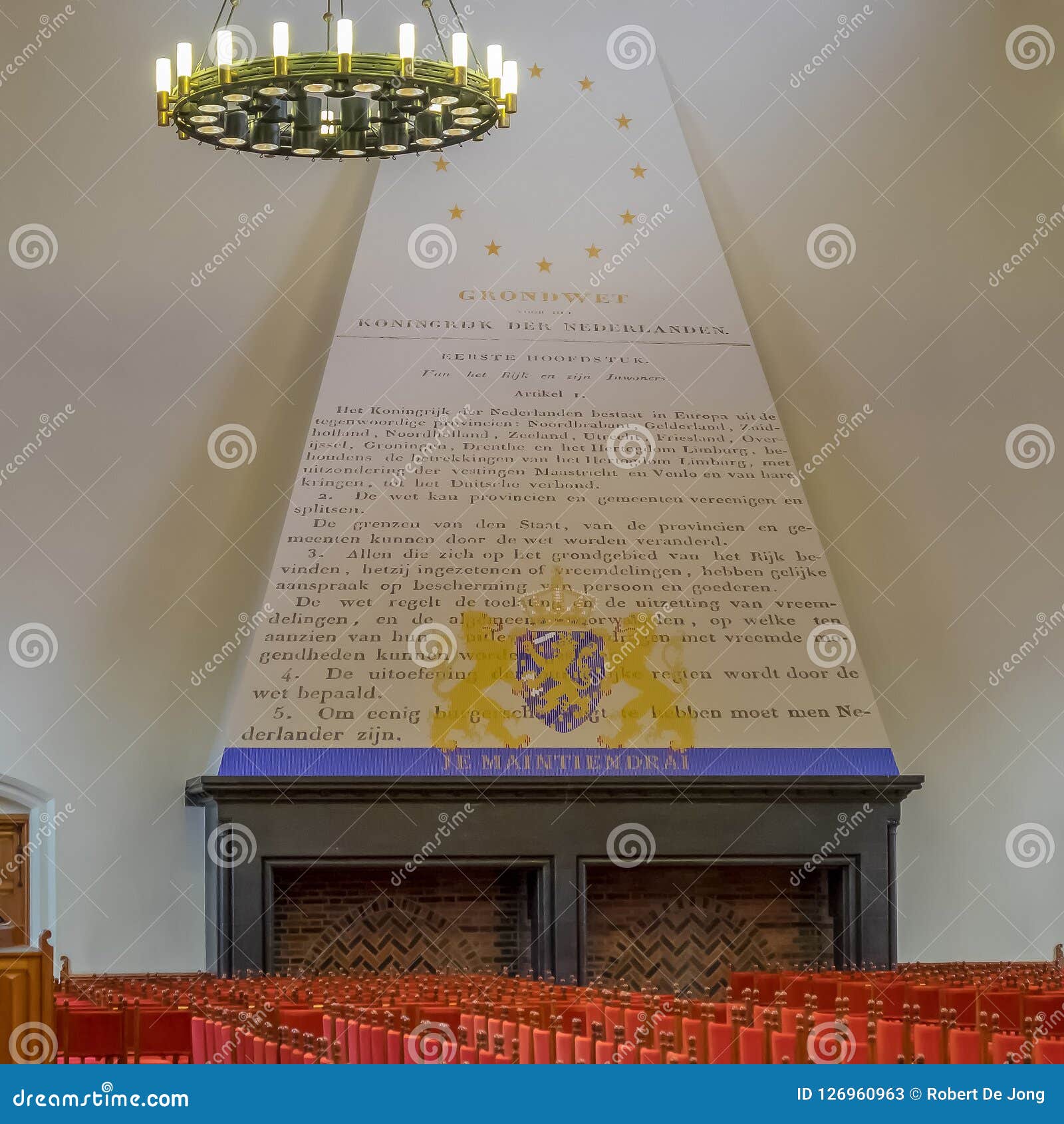 The Ridderzaal in the Hague, with Article 1 of the Dutch Constitution ...