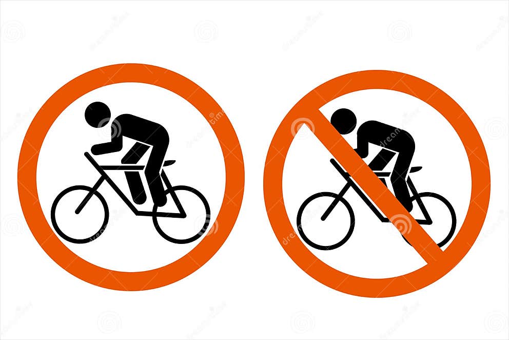 Ride Bicycles Sign and Do Not Ride Bicycles Sign Stock Illustration ...