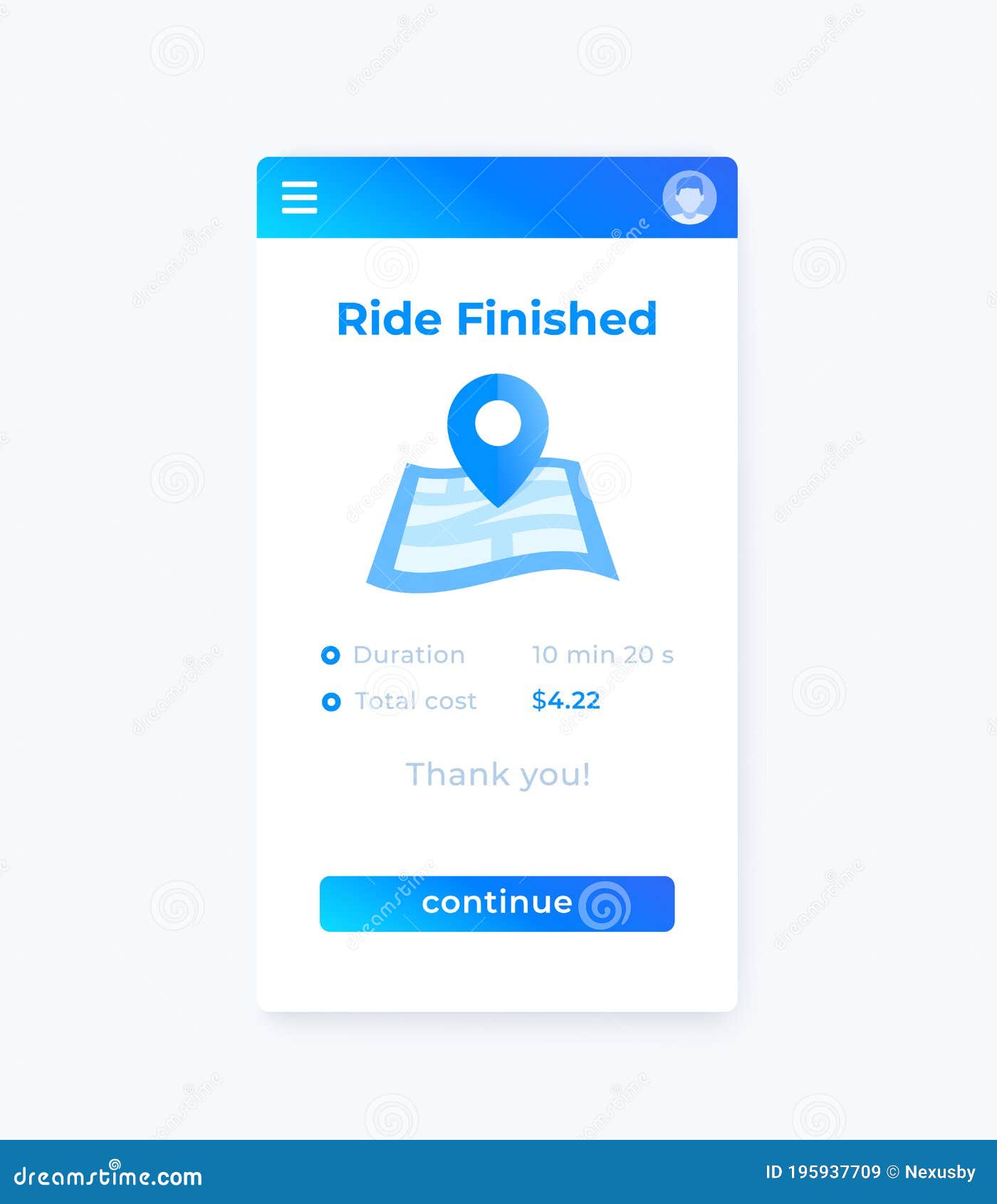Ride Finished, Vector Mobile Ui Stock Vector - Illustration of template ...