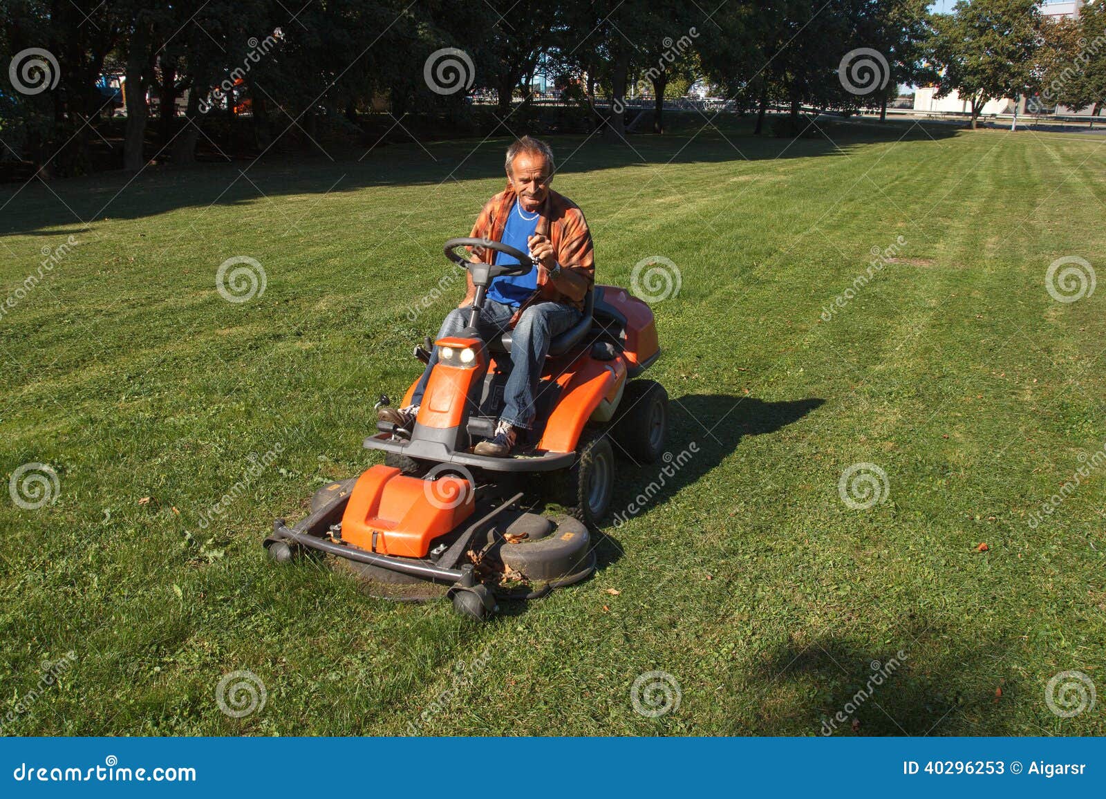 Ride-on Lawn Mower Cutting Grass. Stock Image - Image of garden, lawn ...