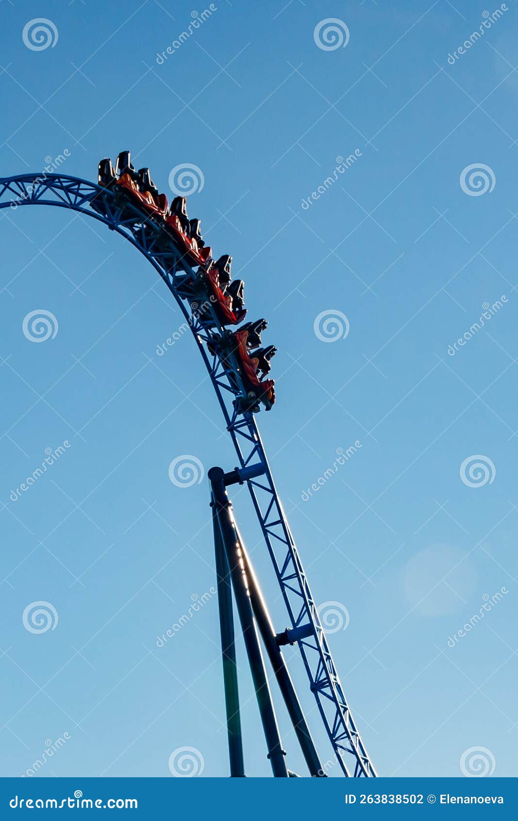 Ride Roller Coaster in Blurred Motion on Sky Background in Amusement ...