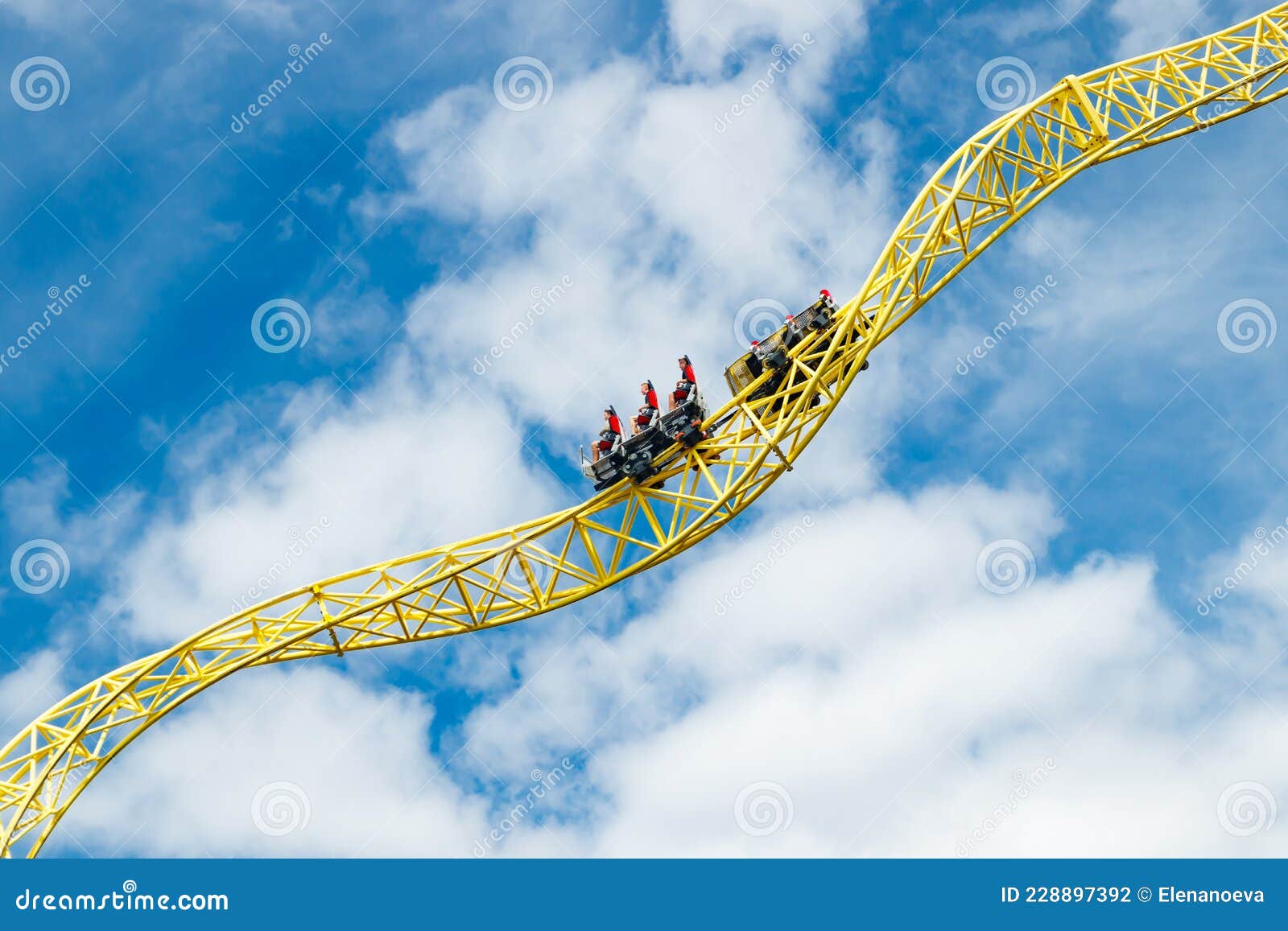 Ride Roller Coaster in Motion in Amusement Park Stock Photo - Image of ...