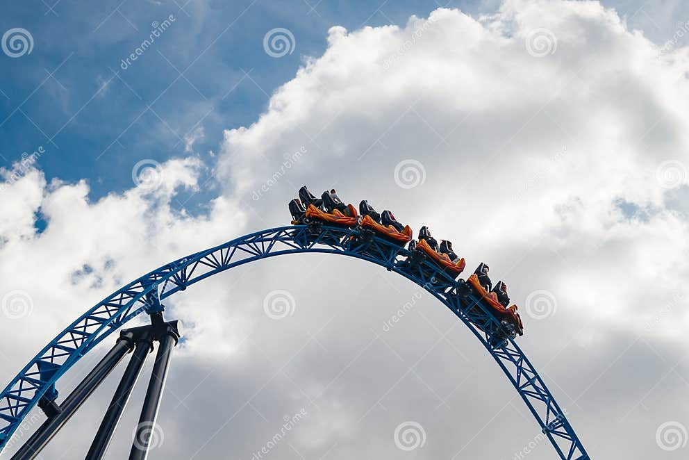 Ride Roller Coaster in Motion in Amusement Park Editorial Photography ...