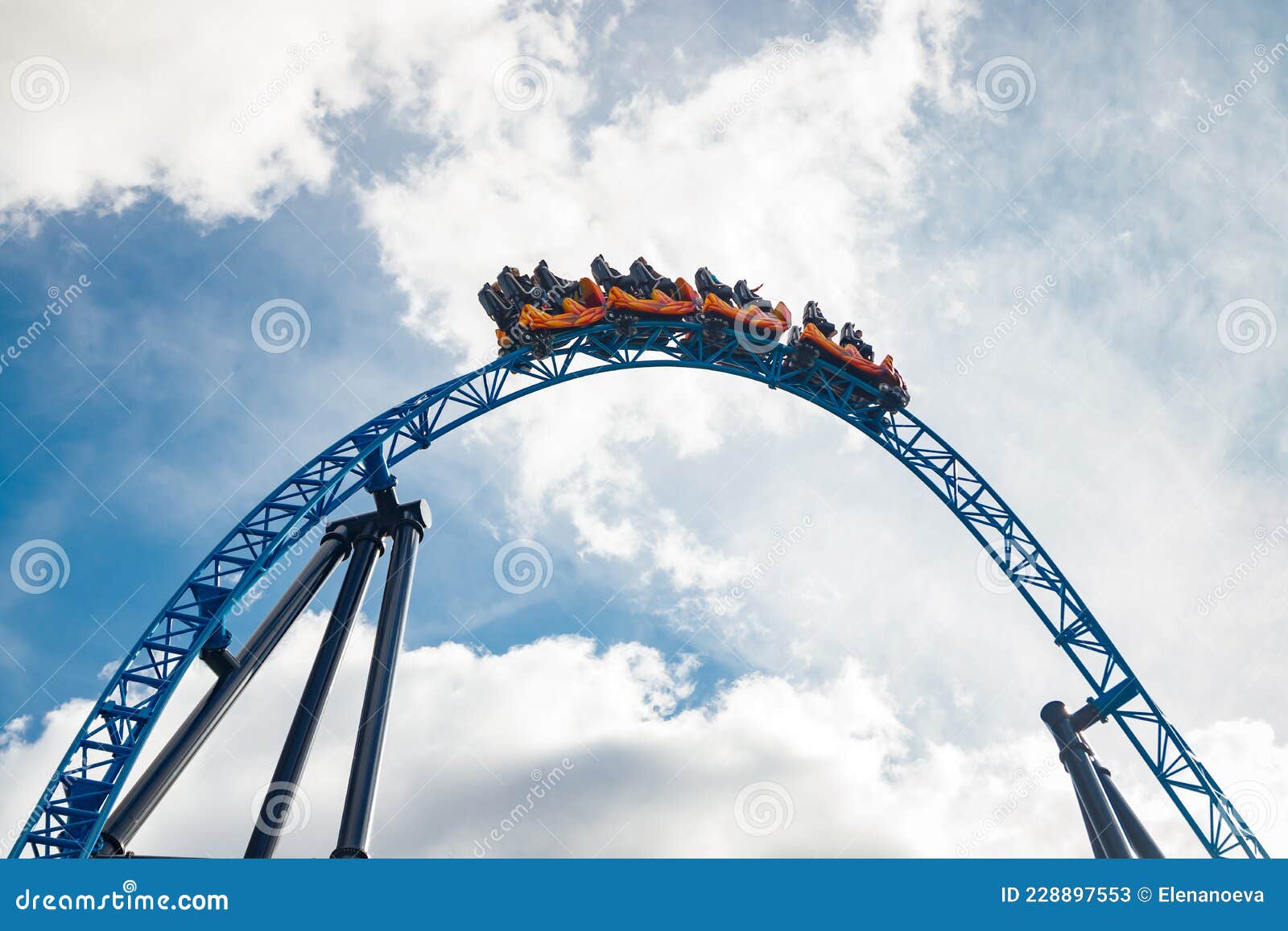 Ride Roller Coaster in Motion in Amusement Park Stock Image - Image of ...
