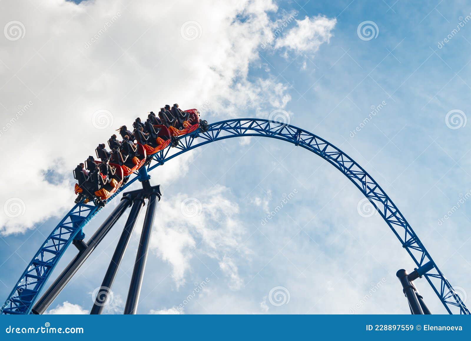 Ride Roller Coaster in Motion in Amusement Park Stock Image - Image of ...