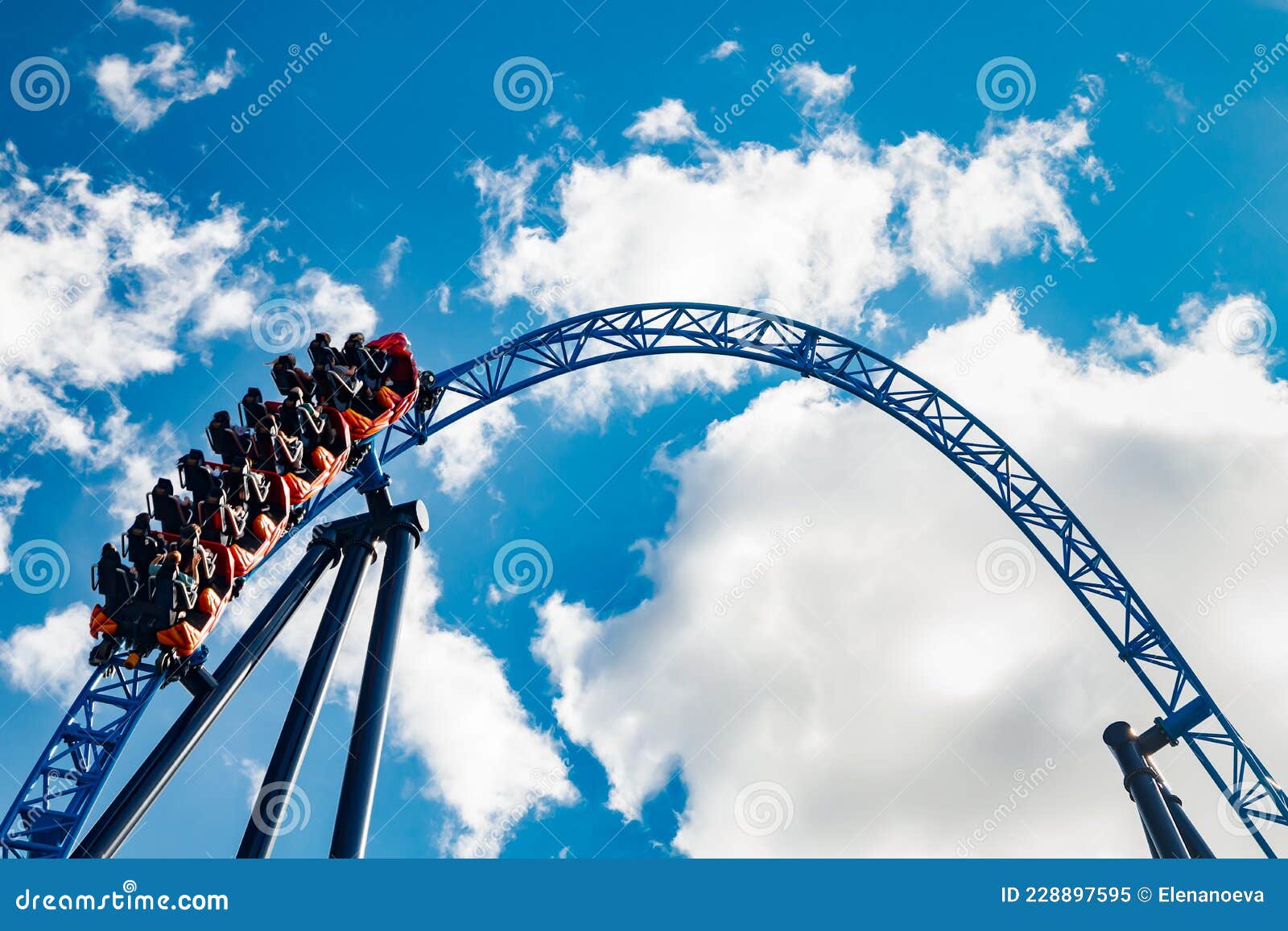Ride Roller Coaster in Motion in Amusement Park Editorial Image - Image ...