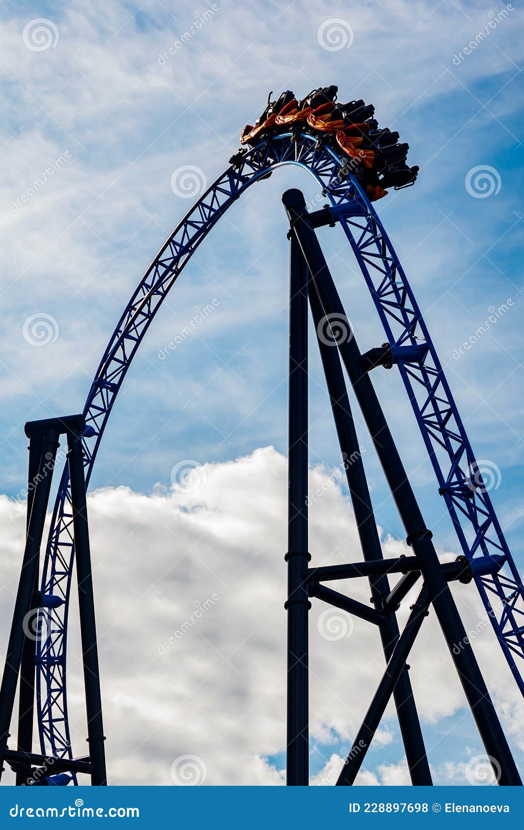 Ride Roller Coaster in Motion in Amusement Park Editorial Stock Photo ...