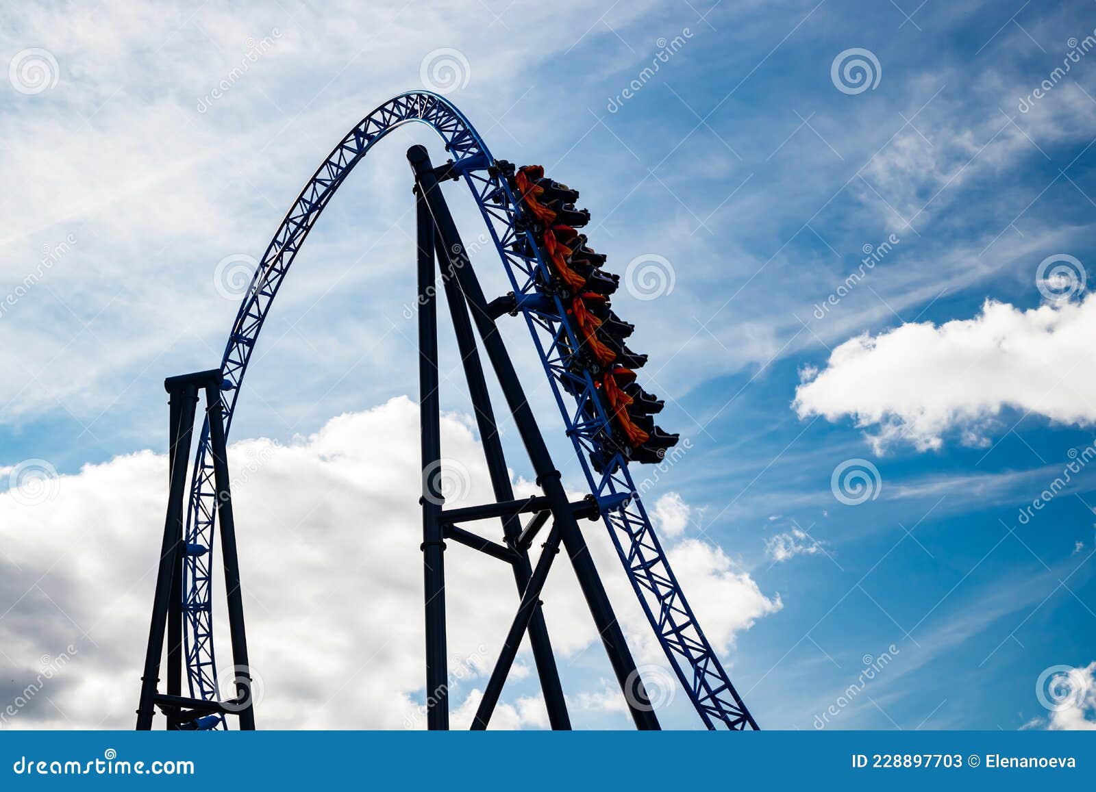 Ride Roller Coaster in Motion in Amusement Park Stock Image - Image of ...