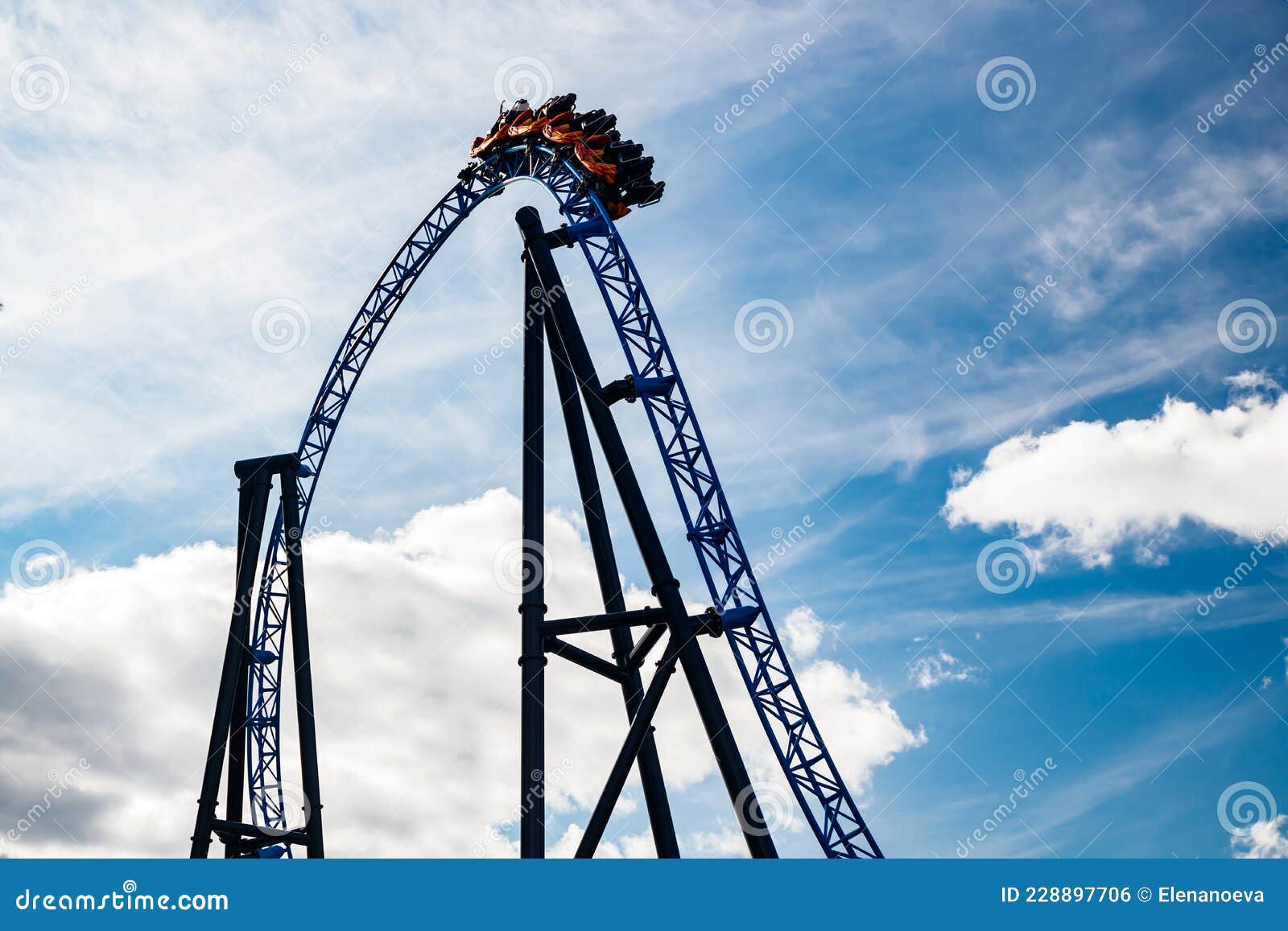 Ride Roller Coaster in Motion in Amusement Park Editorial Photo - Image ...