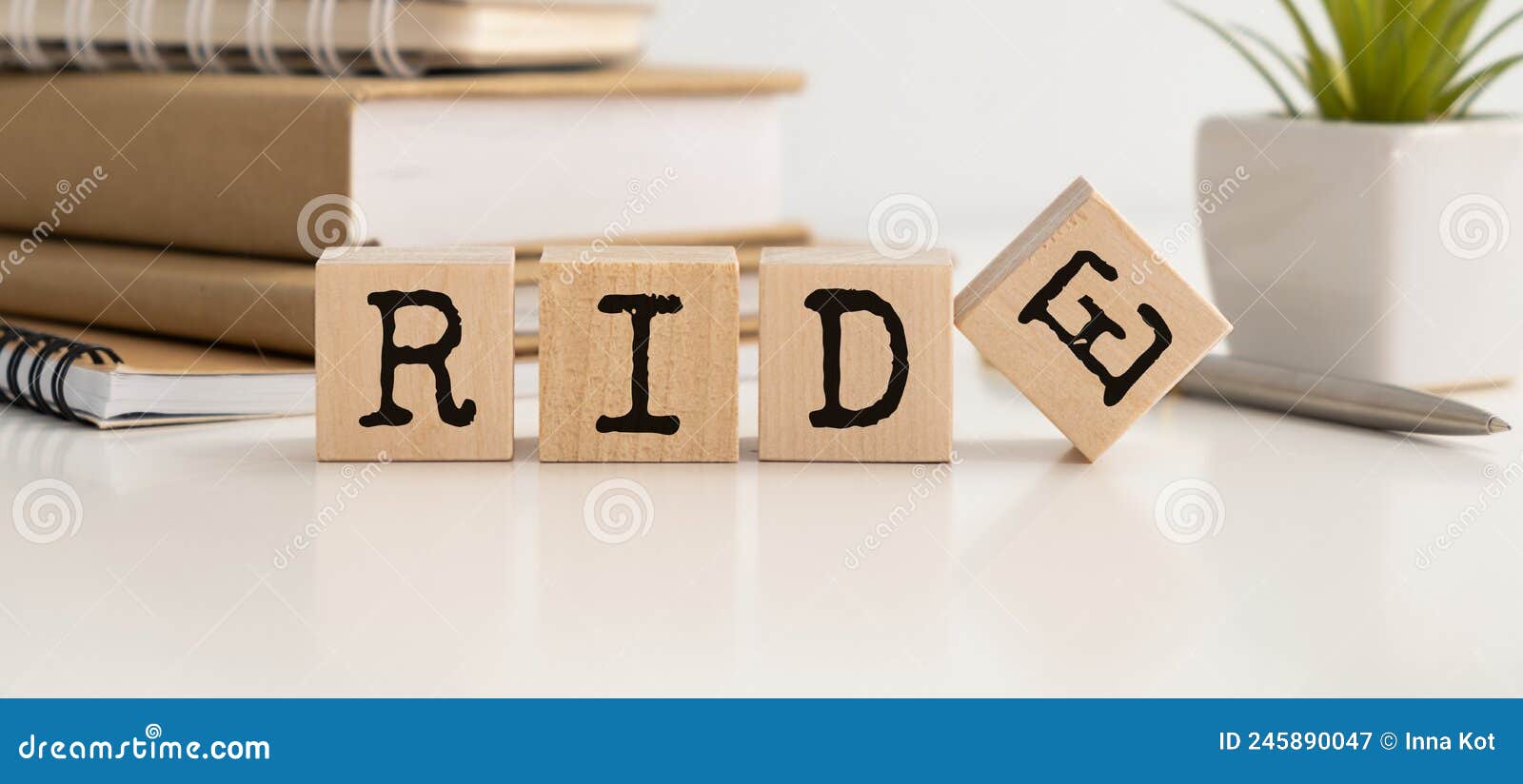 Ride Text Made of Wooden Cube on White Background Stock Image - Image ...