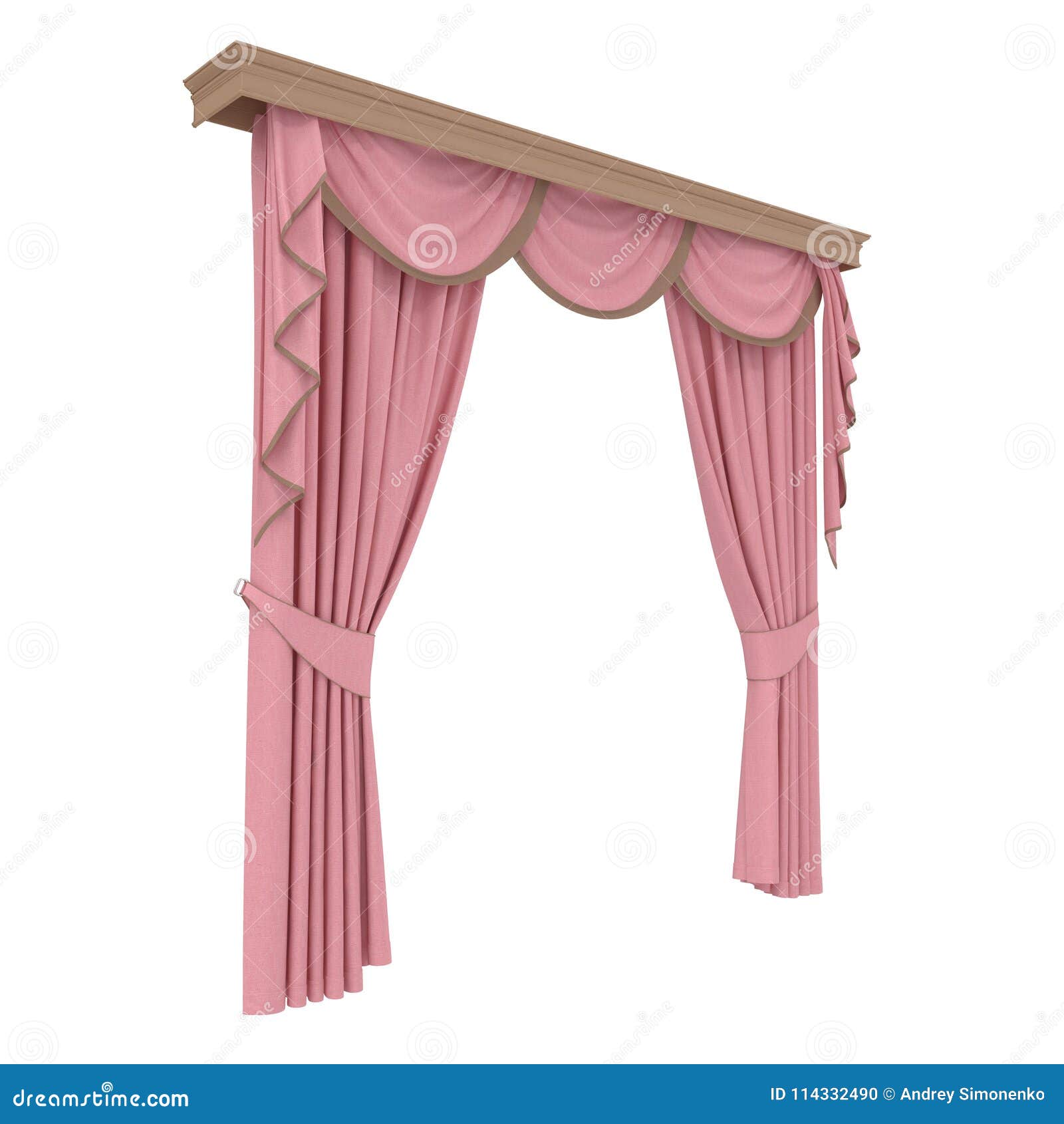 Rideau Classique Rose D'isolement Sur Le Blanc Illustration 3D ...