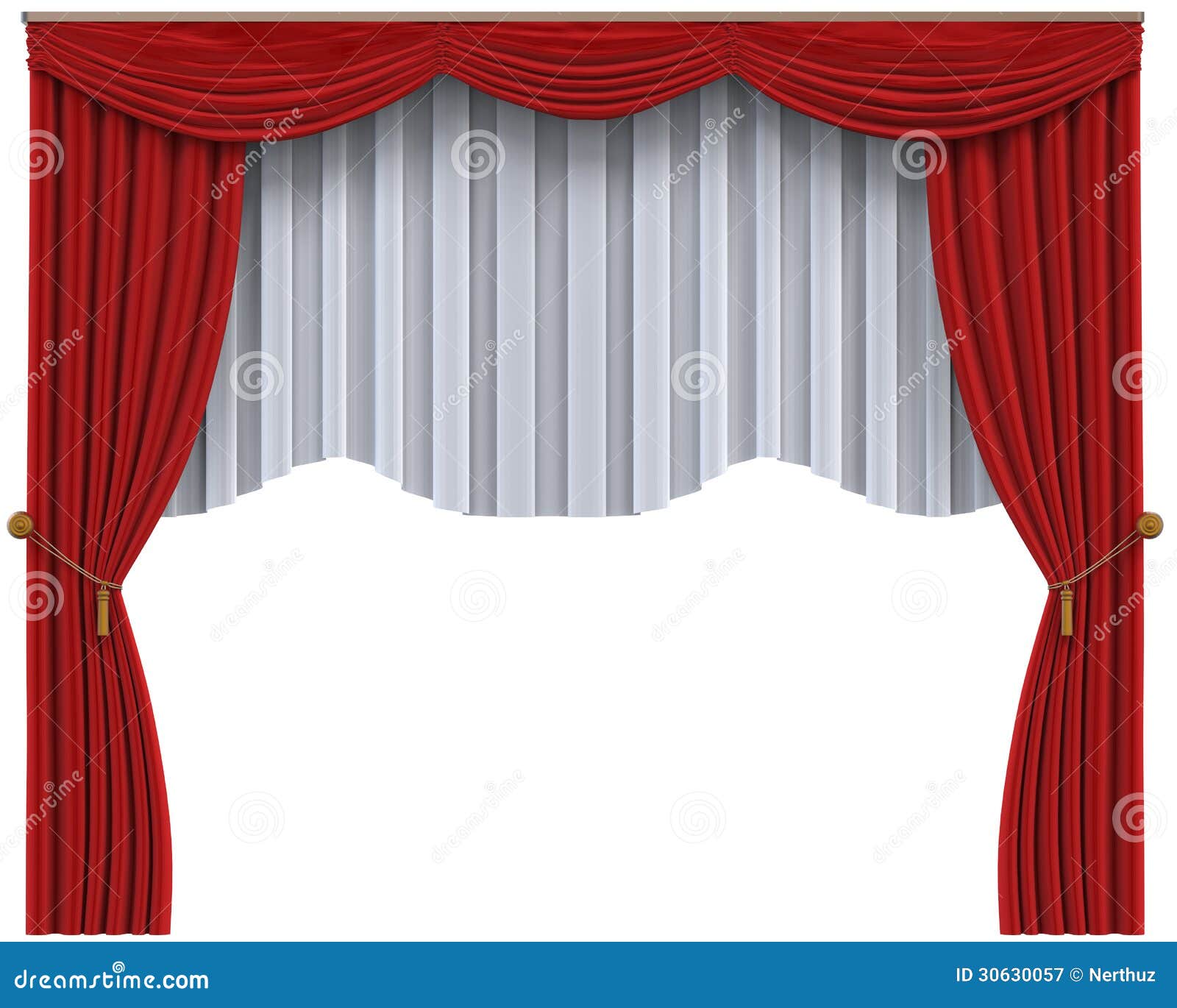 Rideaux Rouges D'isolement Sur Le Fond Blanc Illustration Stock ...