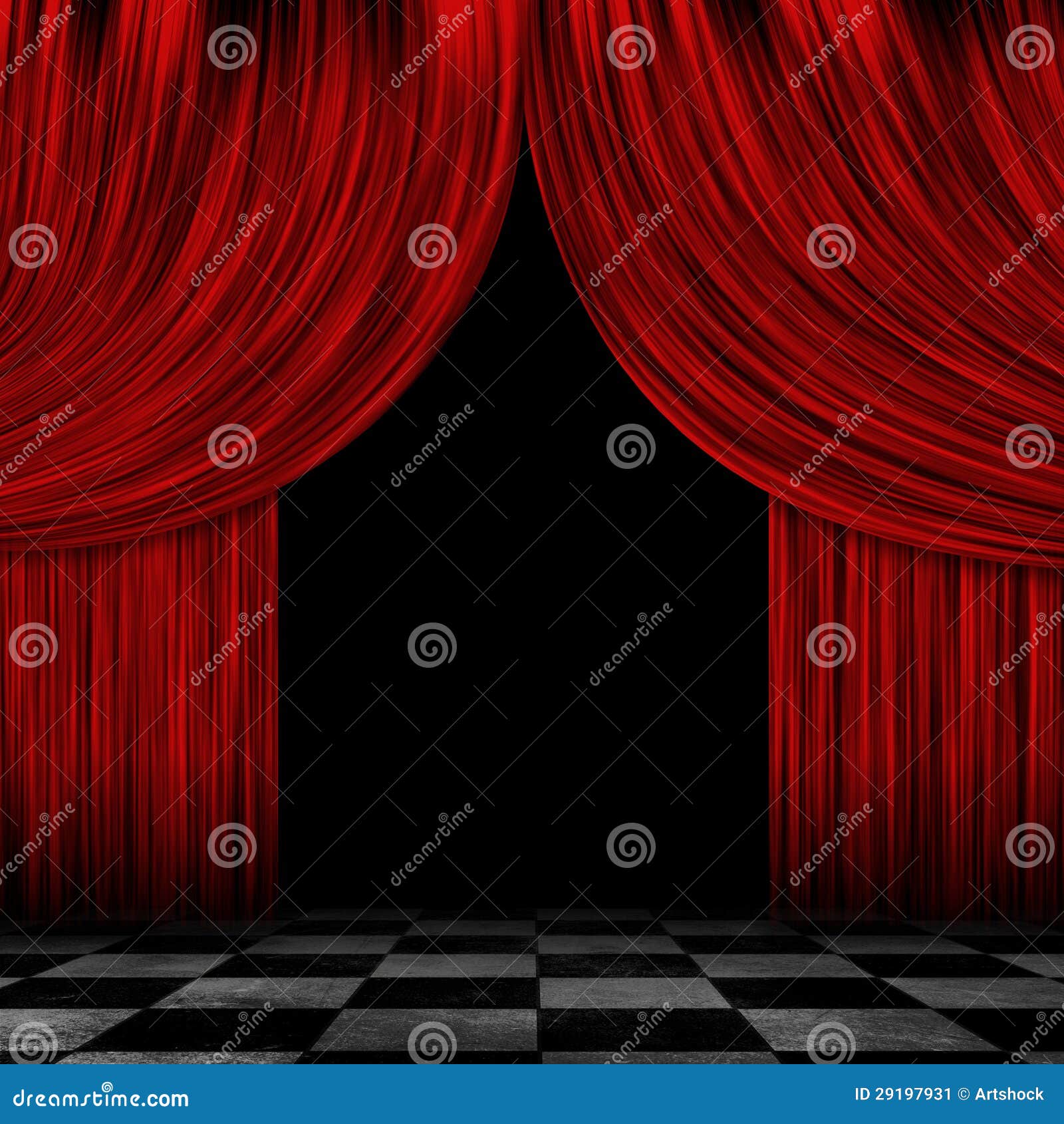 Rideaux rouges ouverts illustration stock. Illustration du opéra - 29197931