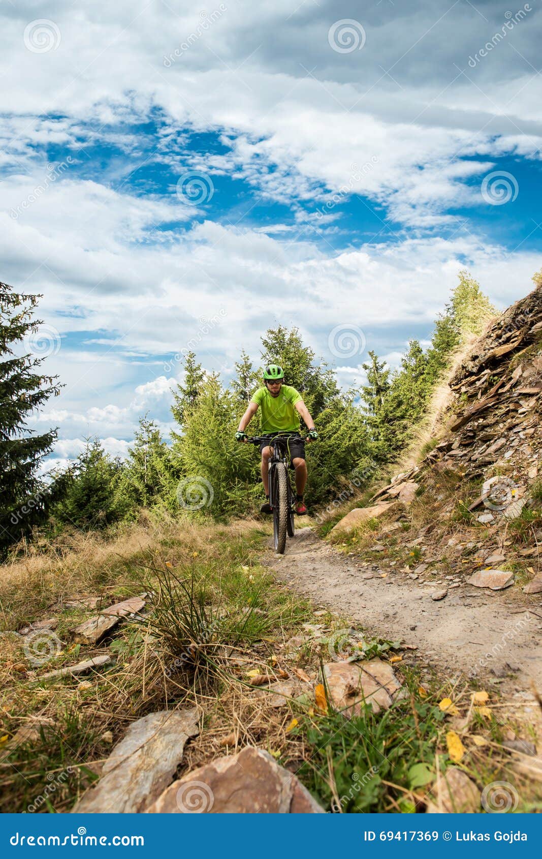 Rider in Action at Mountain Bike Stock Image - Image of nature, hill ...