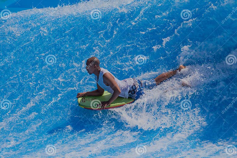 Rider Bodyboarding Wave Pool Editorial Photography - Image of water ...