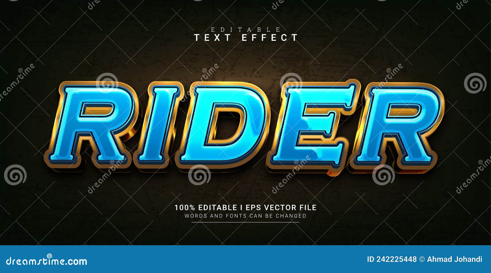 Rider 3d Style Text Effect Template Stock Vector - Illustration of ...