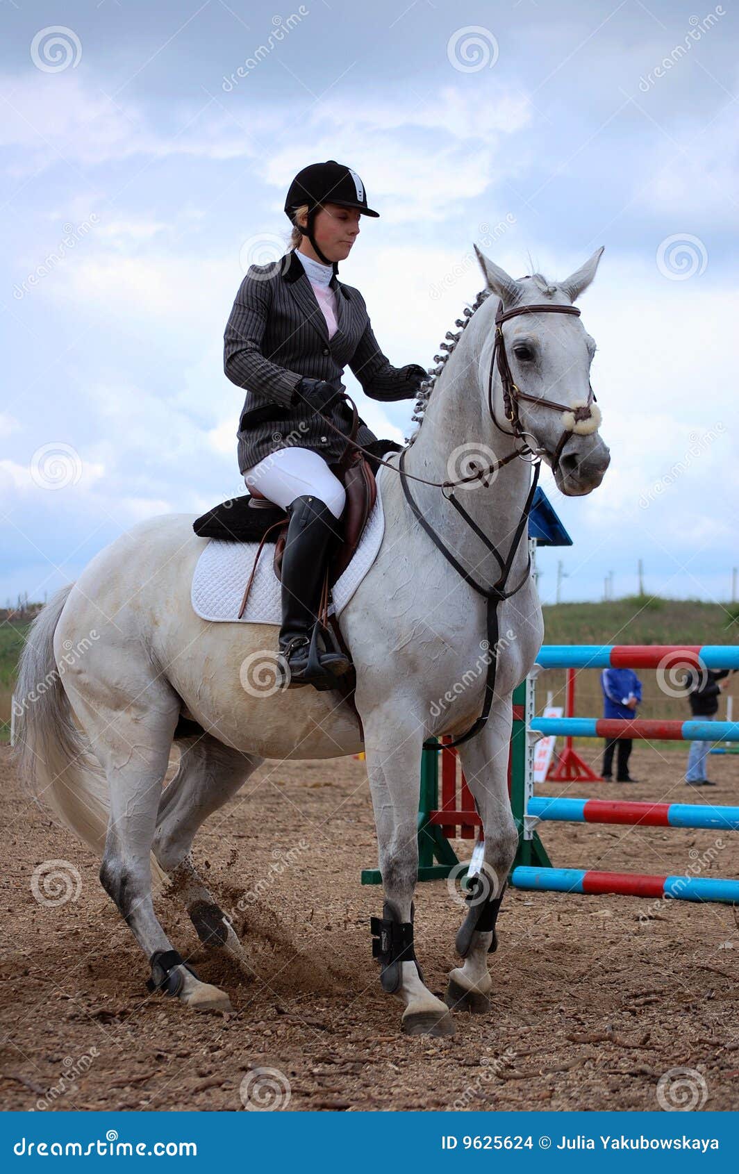 Rider on a Posh White Horse Stock Photo - Image of abstract, glance ...