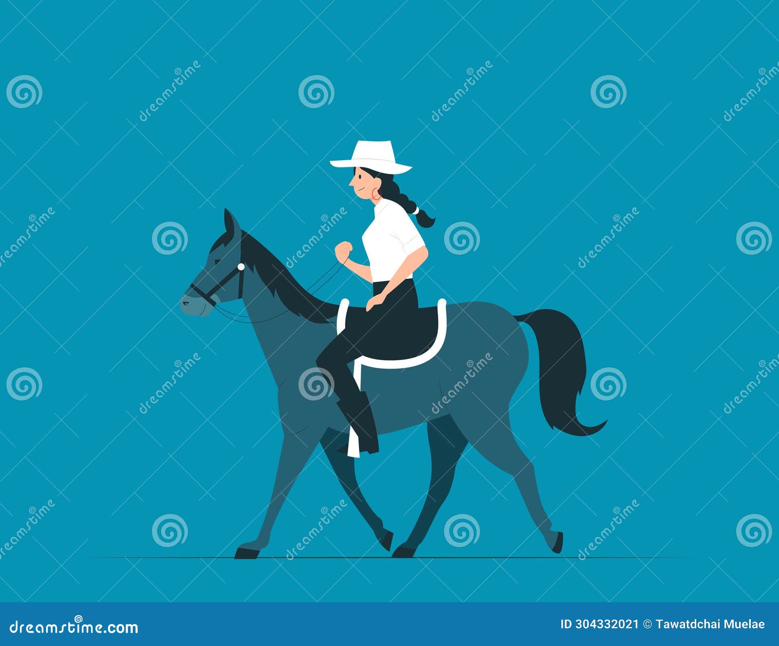 Rider Riding Horse. Horseback Riding Concept Vector Stock Vector ...
