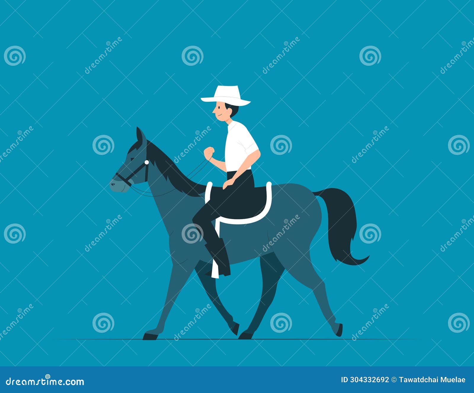 Rider Riding Horse. Horseback Riding Concept Vector Stock Vector ...